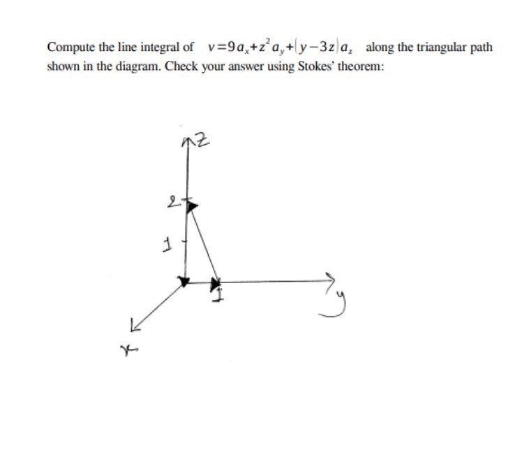 Solved Compute the line integral of v=9ax+z2ay+(y-3z)az | Chegg.com
