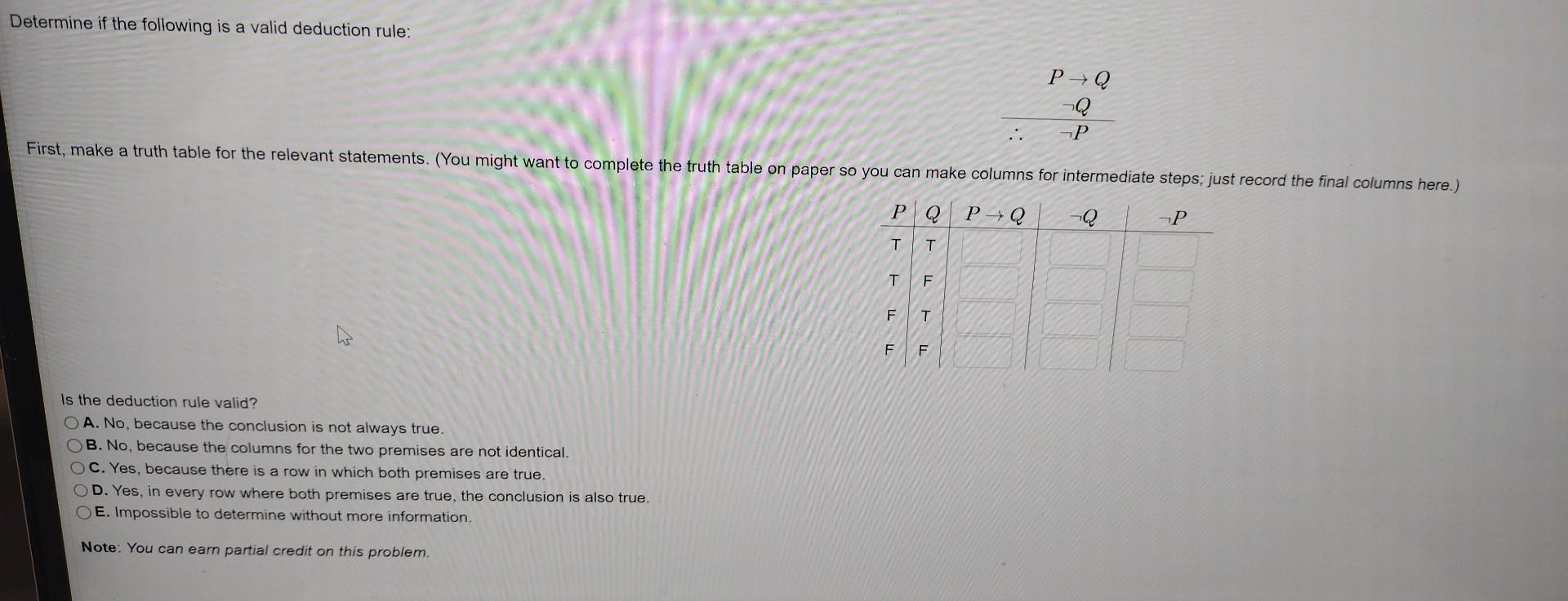 Solved Determine if the following is a valid deduction rule: | Chegg.com