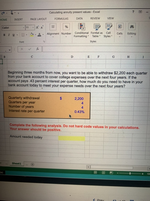 Solved ? 5 Calculating EAR-Excel FORMULAS DATA REVIEW TE | Chegg.com