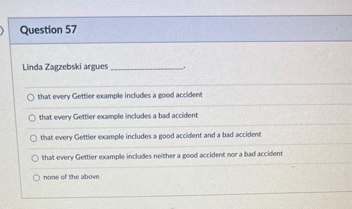 Linda Zagzebski argues that every Gettier example | Chegg.com