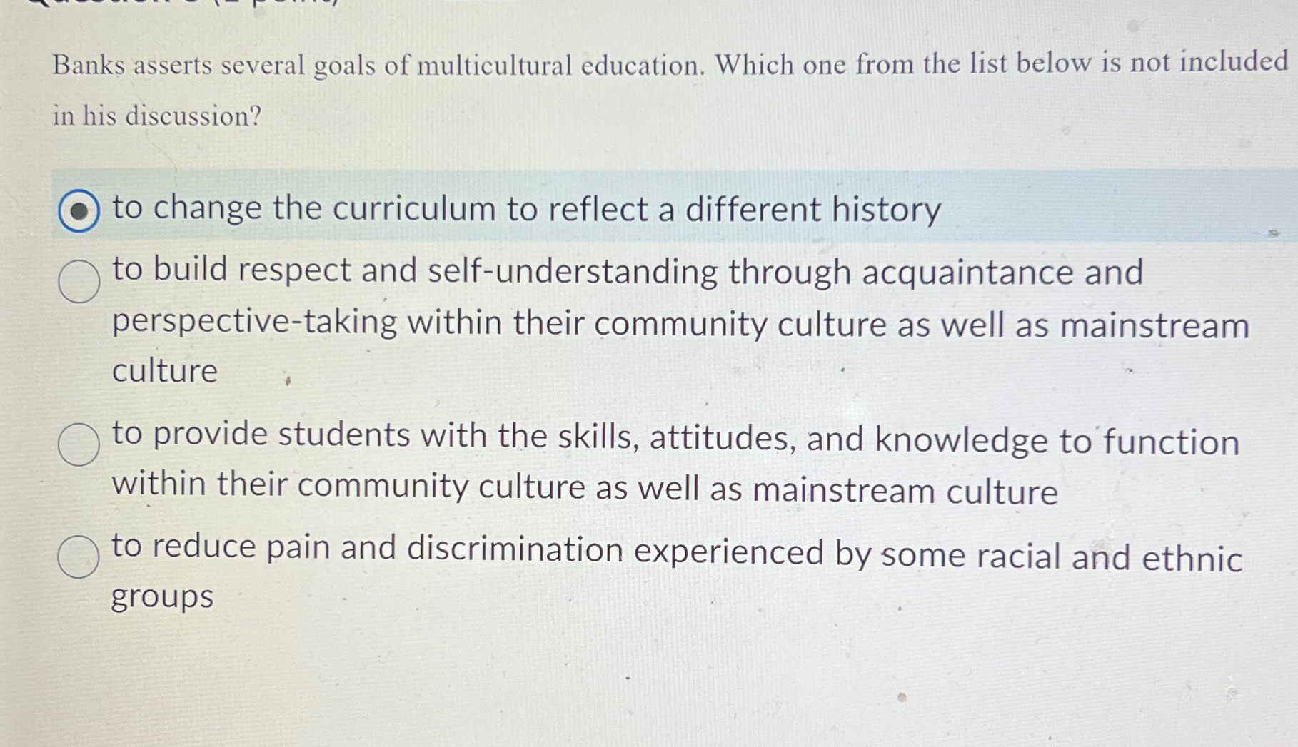Solved Banks asserts several goals of multicultural | Chegg.com