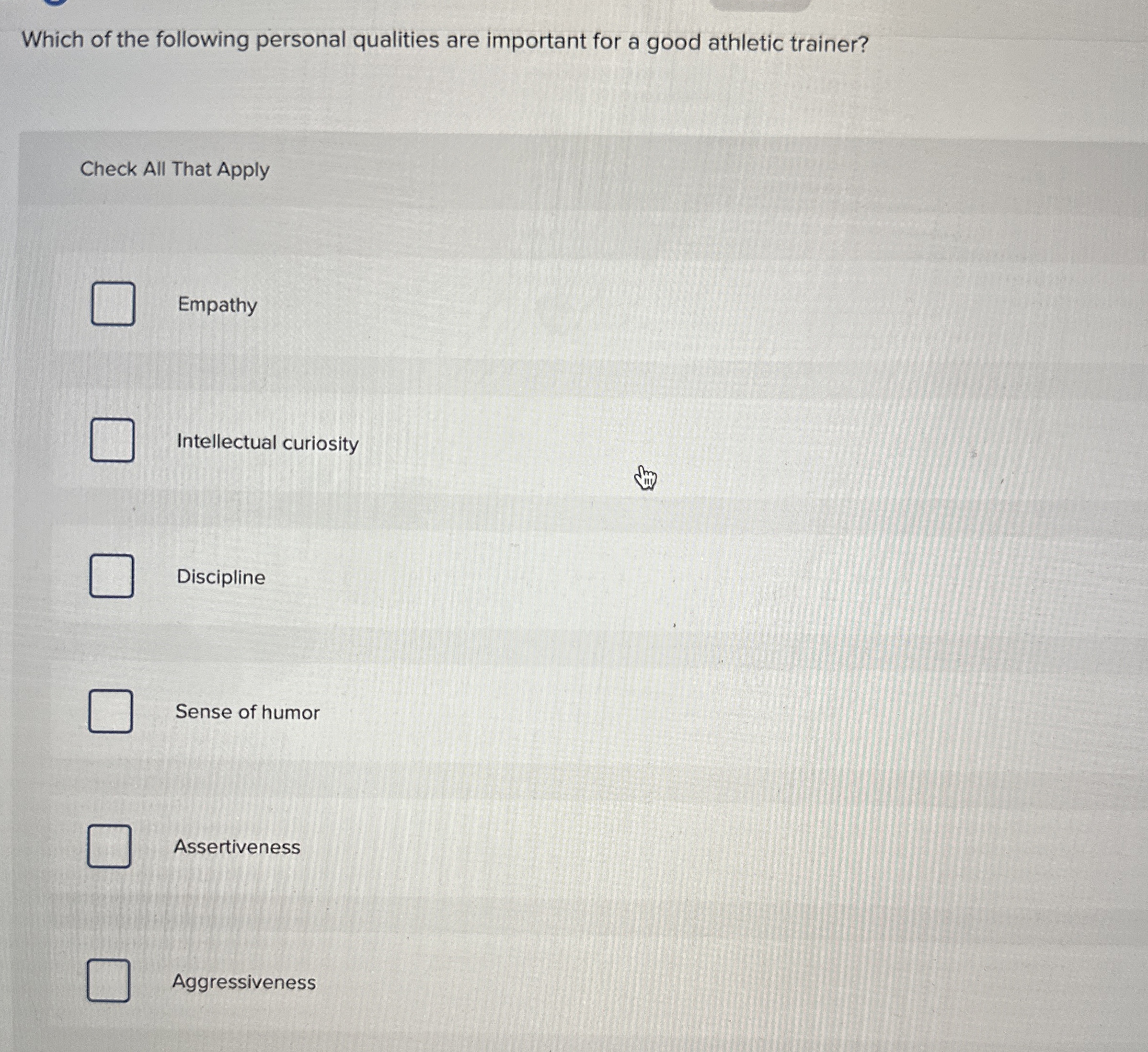Solved Which of the following personal qualities are | Chegg.com