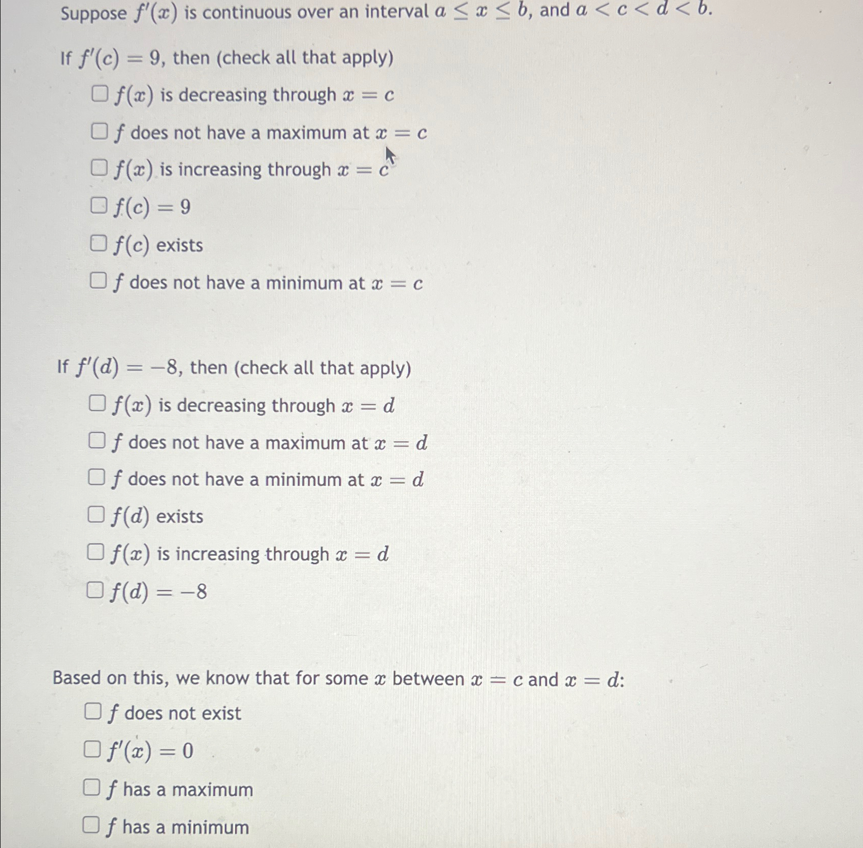 Solved Suppose f'(x) ﻿is continuous over an interval a≤x≤b, | Chegg.com