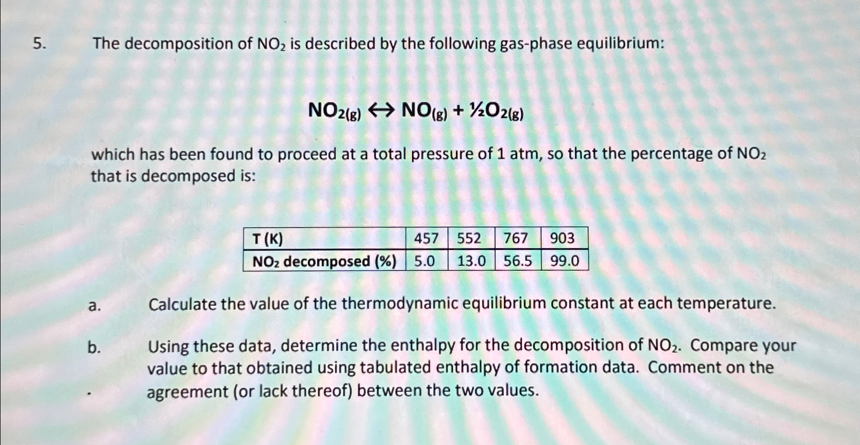Solved The decomposition of NO2 ﻿is described by the | Chegg.com