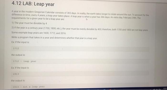Solved A year in the modern Gregorian Calendar consists of | Chegg.com