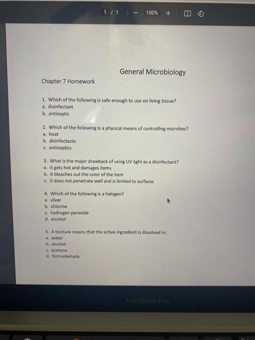 Solved 1 / 1 100% + General Microbiology Chapter 7 Homework | Chegg.com