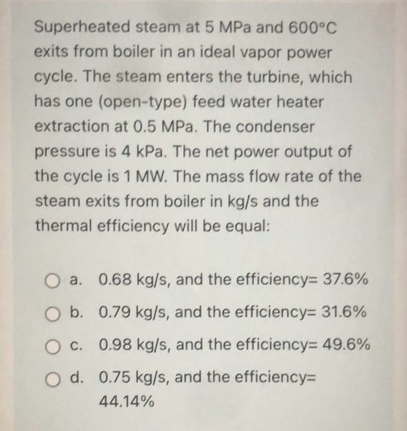 Solved Superheated steam at 5 ﻿MPa and 600°C ﻿exits from | Chegg.com