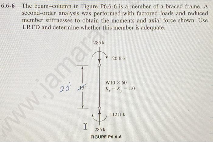 a 6.6-6 The beam-column in Figure P6.6-6 is a member | Chegg.com