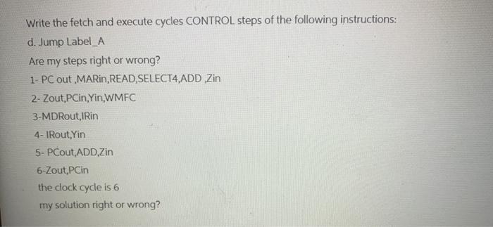 Solved Write the fetch and execute cycles CONTROL steps of | Chegg.com