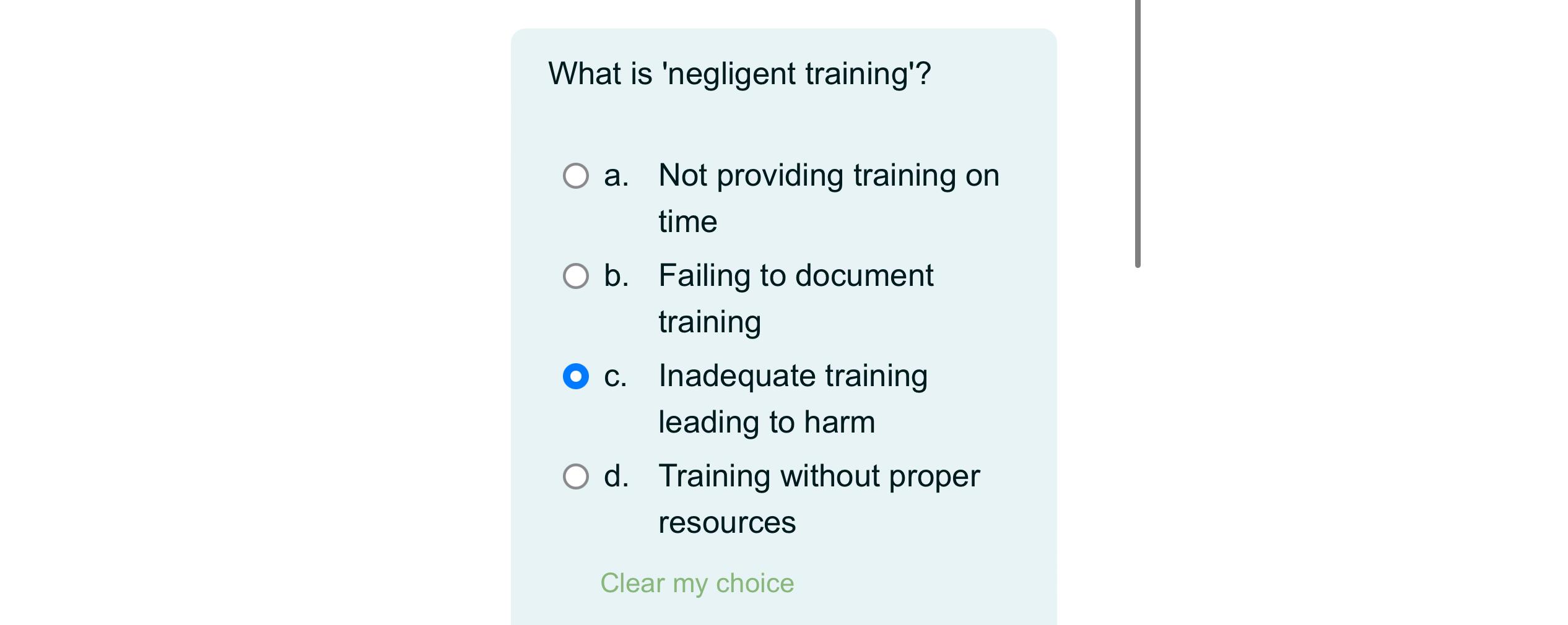 What is 'negligent training'?a. ﻿Not providing | Chegg.com