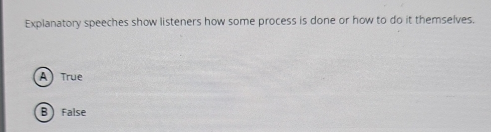 Solved Explanatory speeches show listeners how some process | Chegg.com