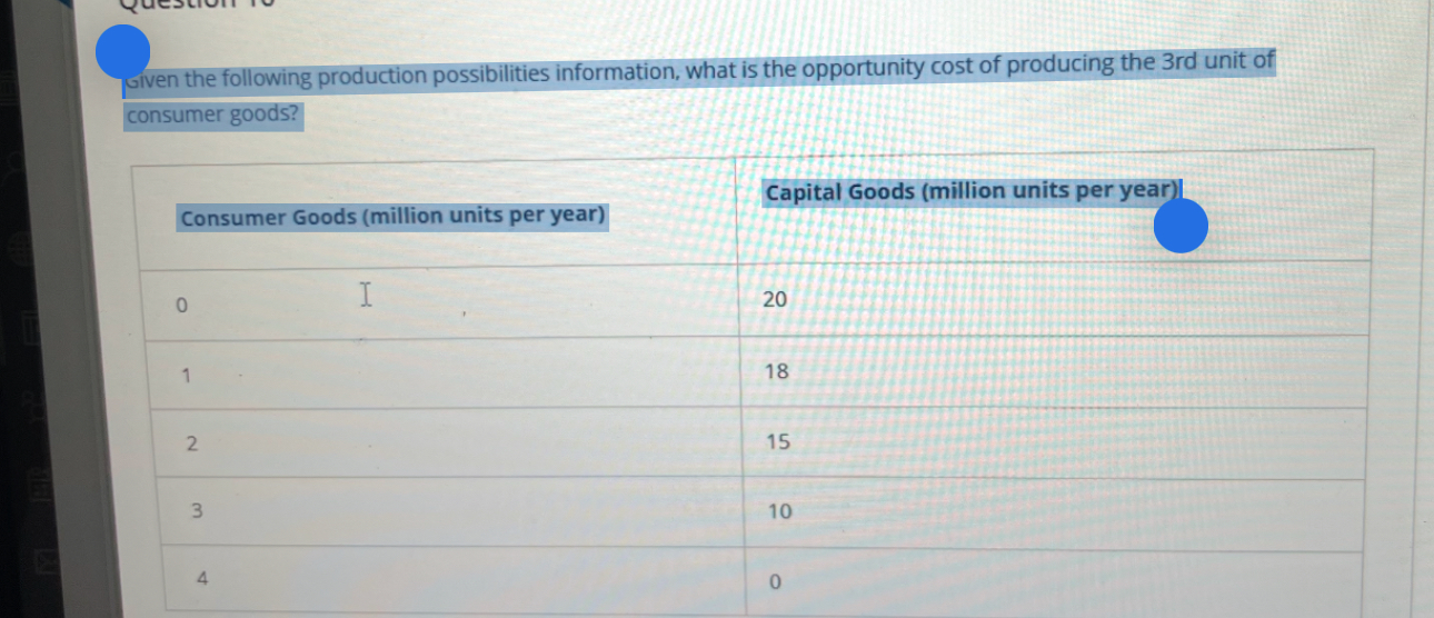 Solved Given the following production possibilities | Chegg.com