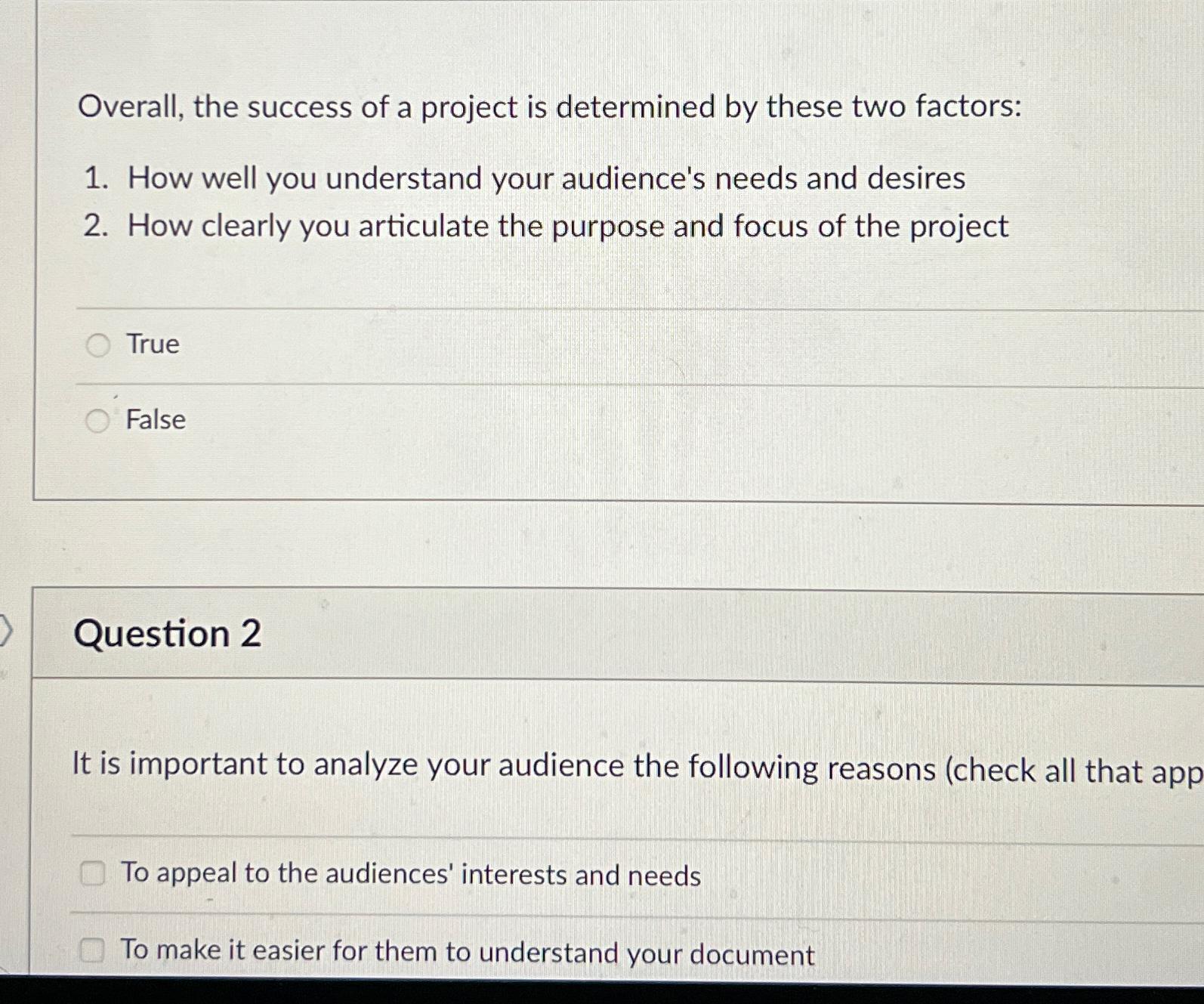 Solved Overall, the success of a project is determined by | Chegg.com
