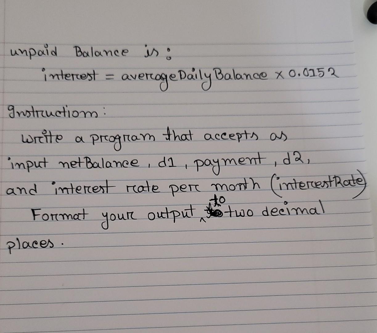 Solved Instructions main.cpp Summary Interest on a credit | Chegg.com