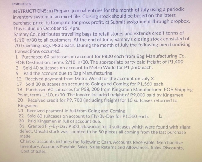 Solved Instructions INSTRUCTIONS: a) Prepare journal entries | Chegg.com