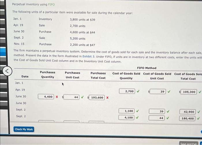 Solved Perpetual inventory using FIFO The following units of | Chegg.com