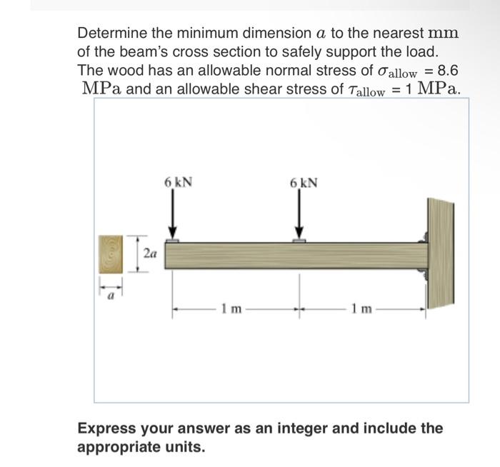 Solved Determine the minimum dimension a to the nearest mm | Chegg.com