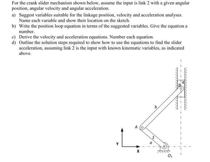 Solved For the crank slider mechanism shown below, assume | Chegg.com