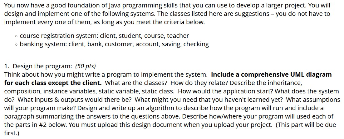 Solved You now have a good foundation of Java programming | Chegg.com