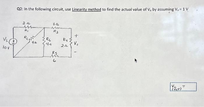 Solved Q2: In the following circuit, use Linearity method to | Chegg.com