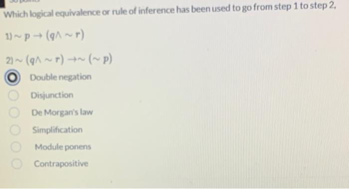 Solved Which logical equivalence or rule of inference has | Chegg.com