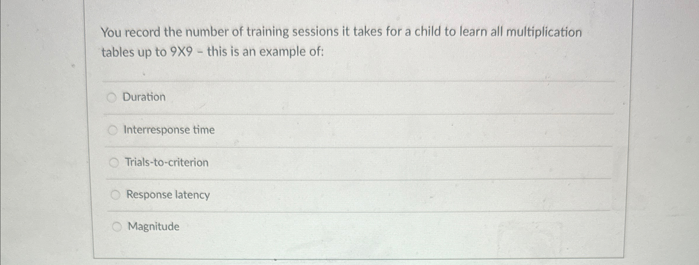 Solved You record the number of training sessions it takes | Chegg.com