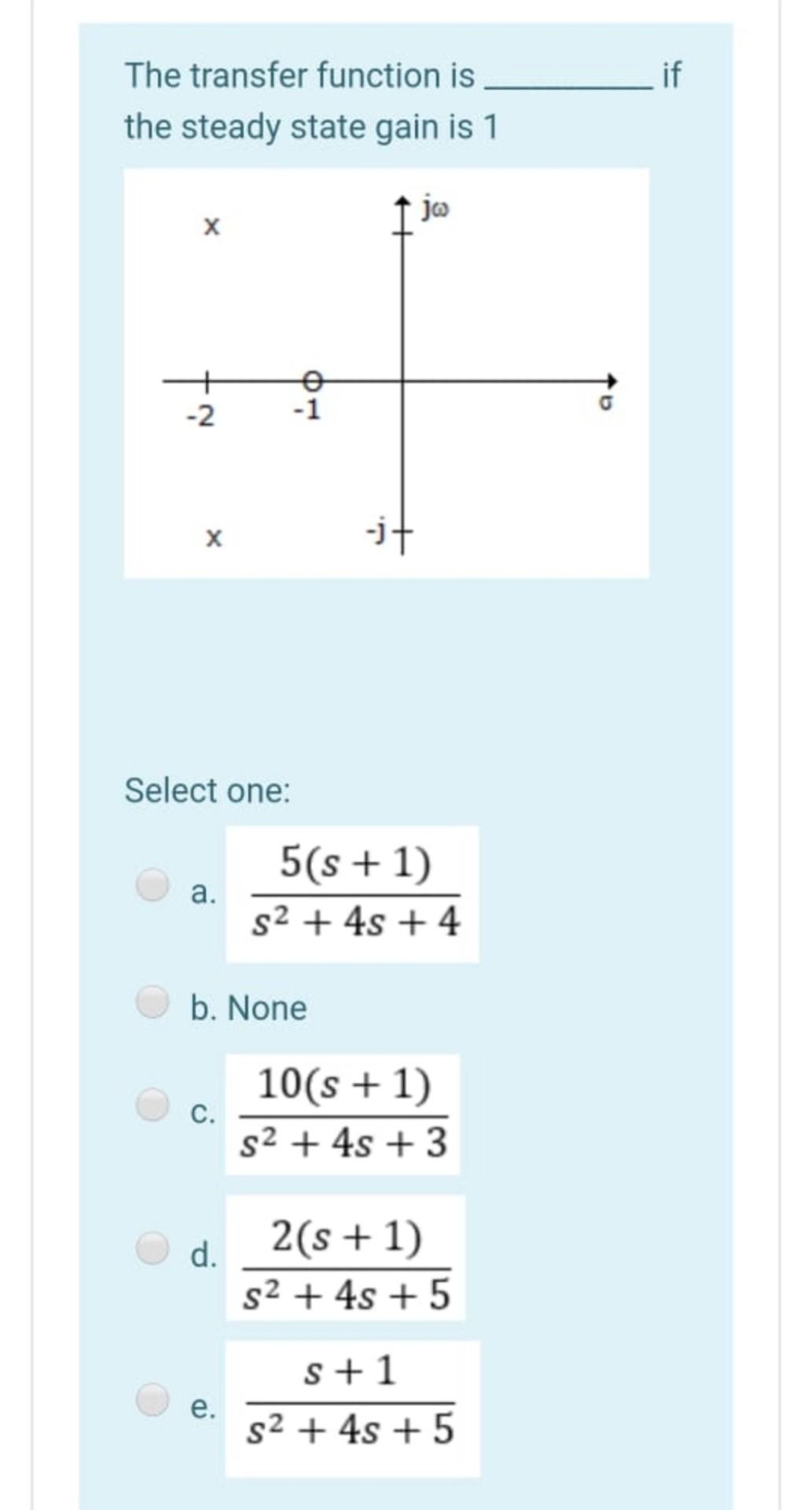 Solved if f The transfer function is the steady state gain | Chegg.com