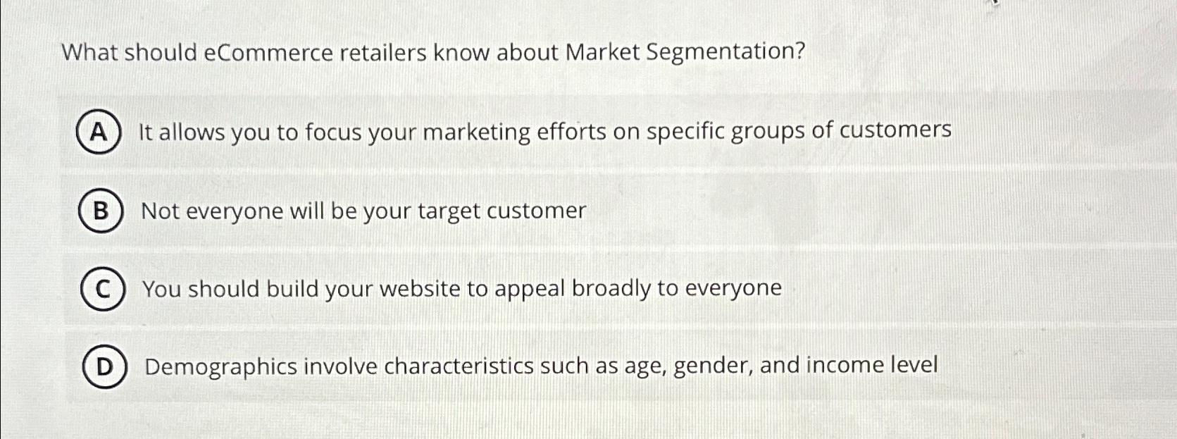 Solved What should eCommerce retailers know about Market | Chegg.com