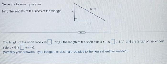 Solved Solve the following problem. Find the lengths of the | Chegg.com