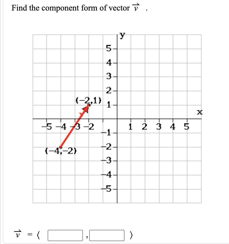 Solved Find the component form of vector vec(v).vec(v)=(:,:) | Chegg.com