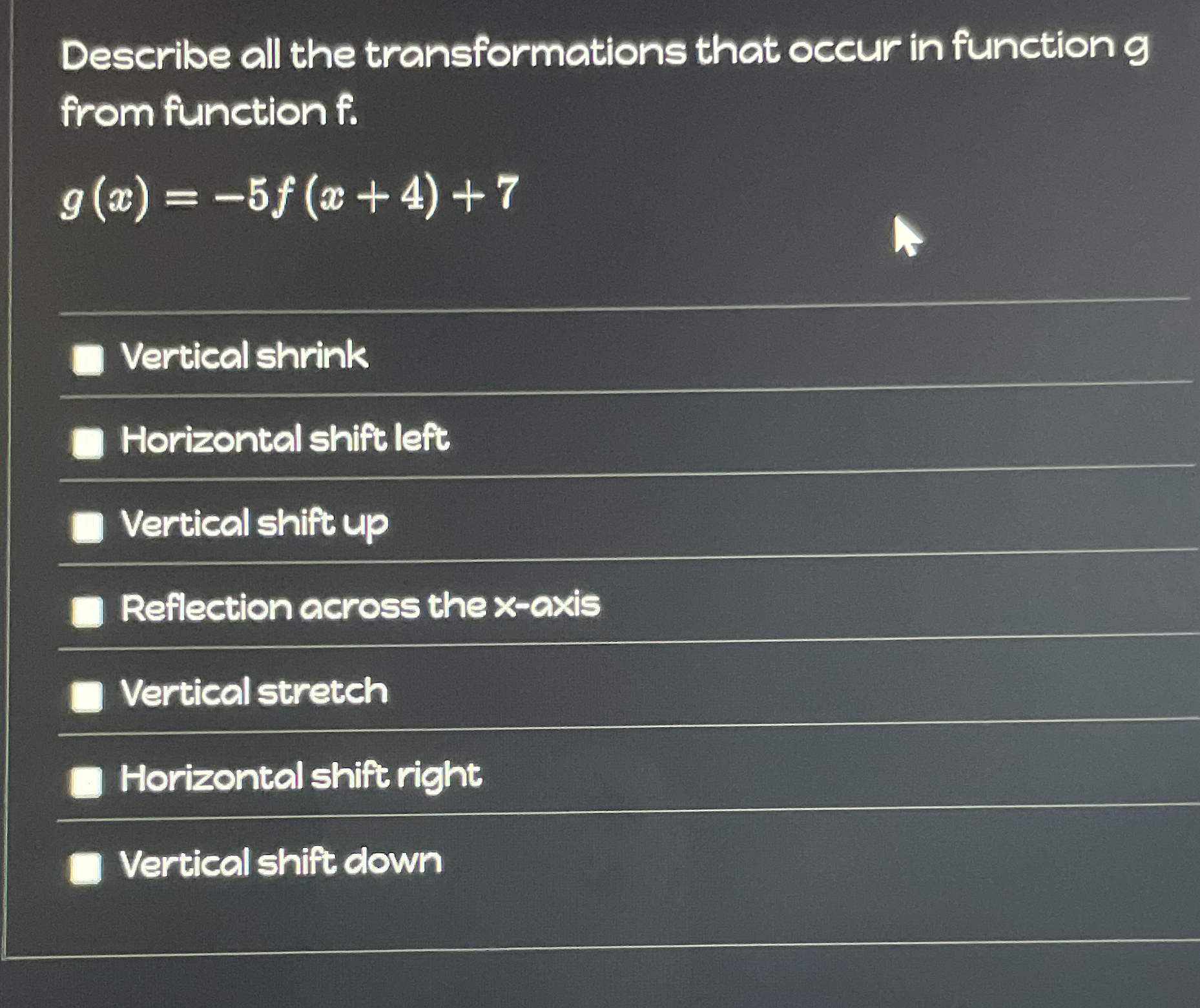 Solved Describe all the transformations that occur in | Chegg.com