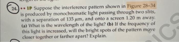 Solved 24. - IP Suppose the interference pattern shown in | Chegg.com