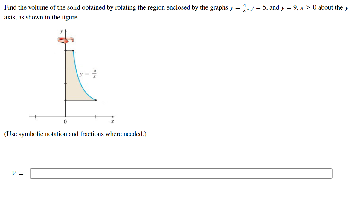[Solved]: Find the volume of the solid obtained by rotating