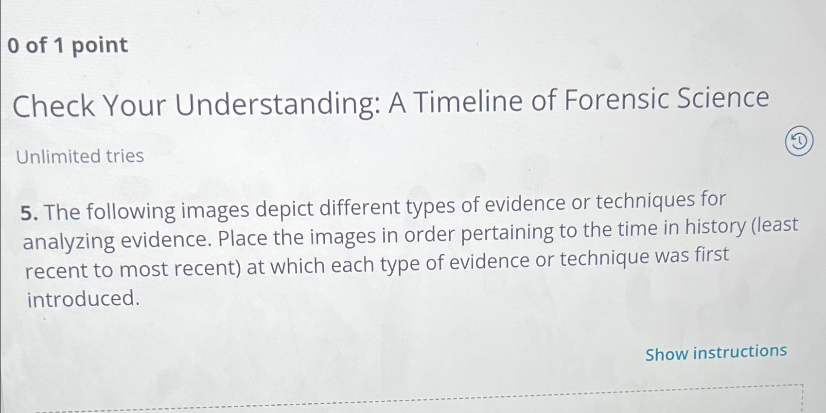 Solved 0 ﻿of 1 ﻿pointCheck Your Understanding: A Timeline of | Chegg.com