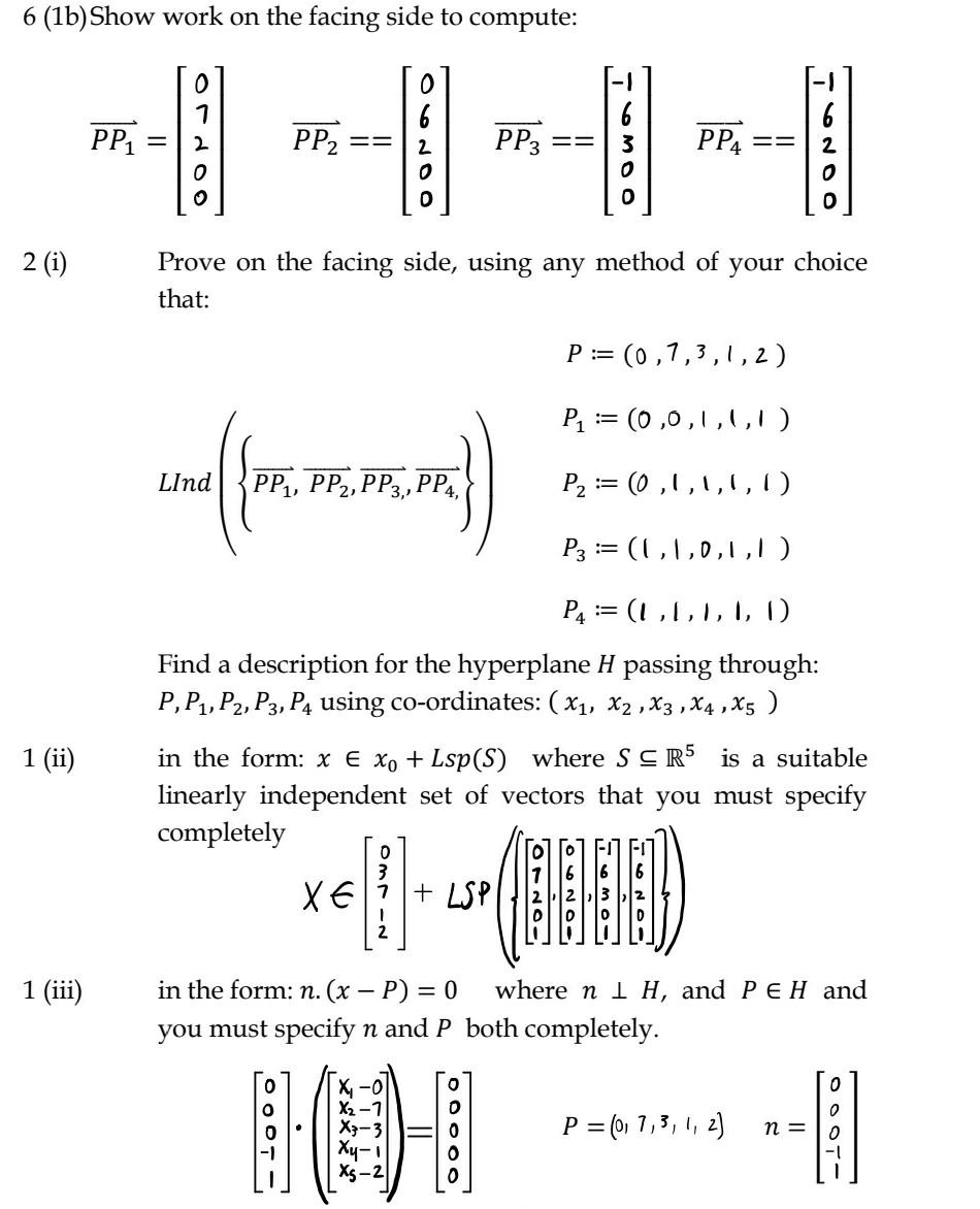 1(v) in non-parametric form using the determinant | Chegg.com