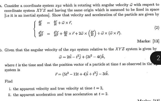Solved Consider a coordinate system \\( x y z \\) which is | Chegg.com