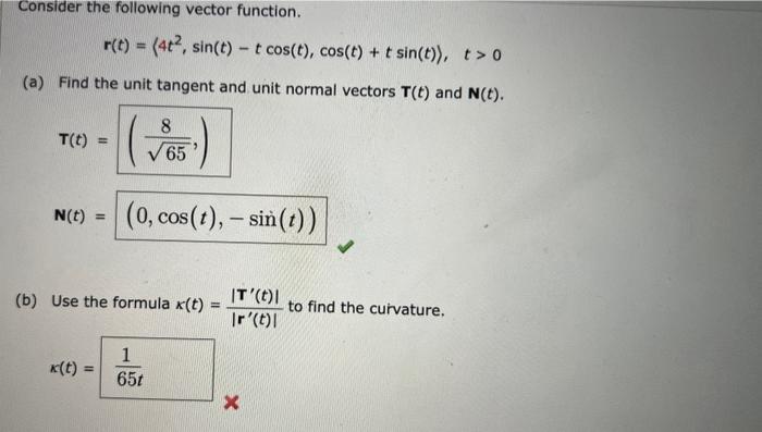 Solved Consider the following vector function. | Chegg.com