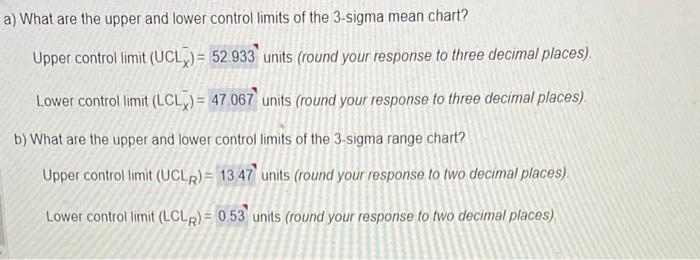 Solved a) What are the upper and lower control limits of the | Chegg.com
