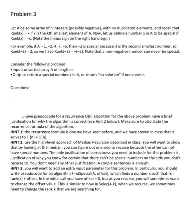 Solved Let A be some array of n integers (possibly | Chegg.com