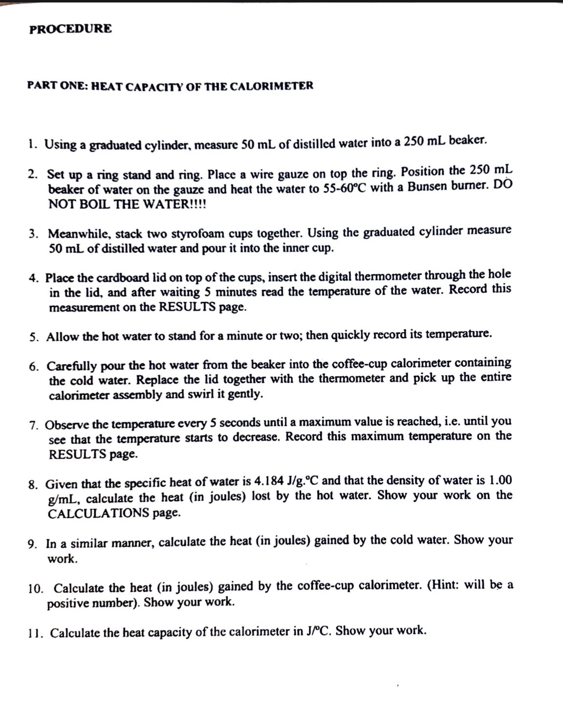 Solved Initial temp cold water 20.8C Initial temp hot water | Chegg.com