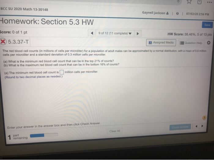 Solved BCC SU 2020 Math 13-30148 Gaynell Jackson & | | Chegg.com