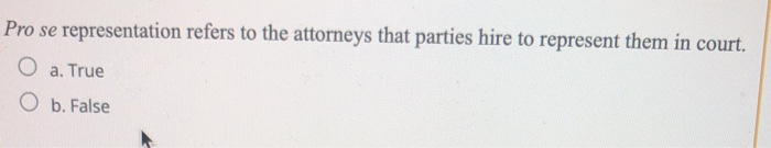 Solved Pro se representation refers to the attorneys that | Chegg.com