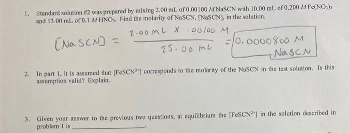 Solved and 13.00 mL of 0.1MHNO. Find the molarity of NaSCN, | Chegg.com