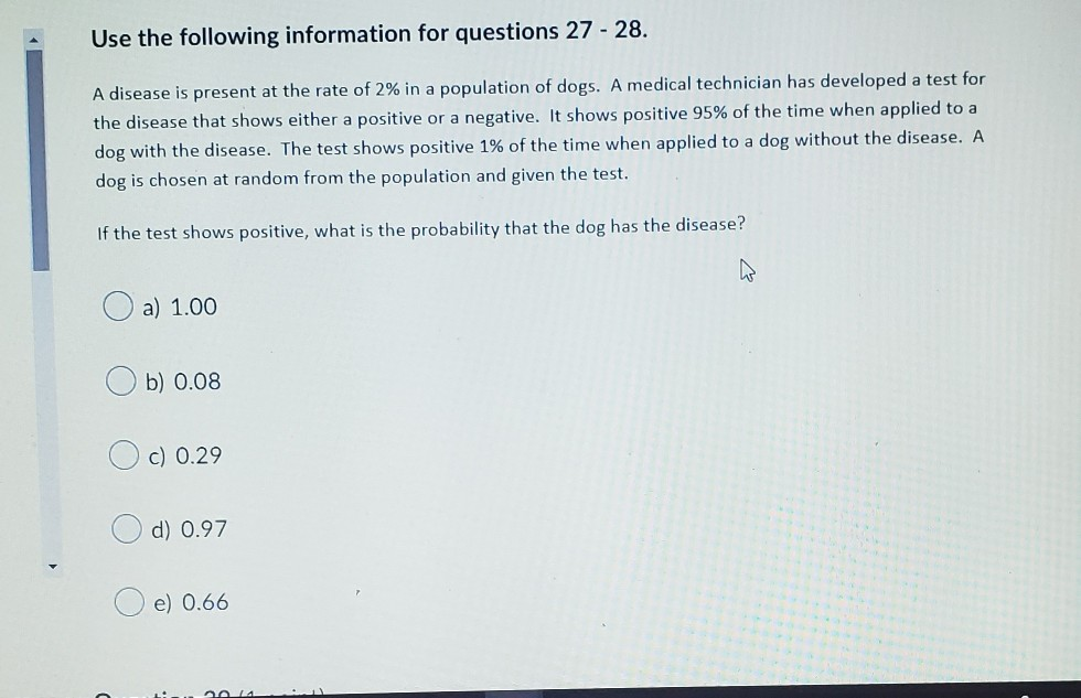 Solved Use the following information for questions 27 - 28. | Chegg.com