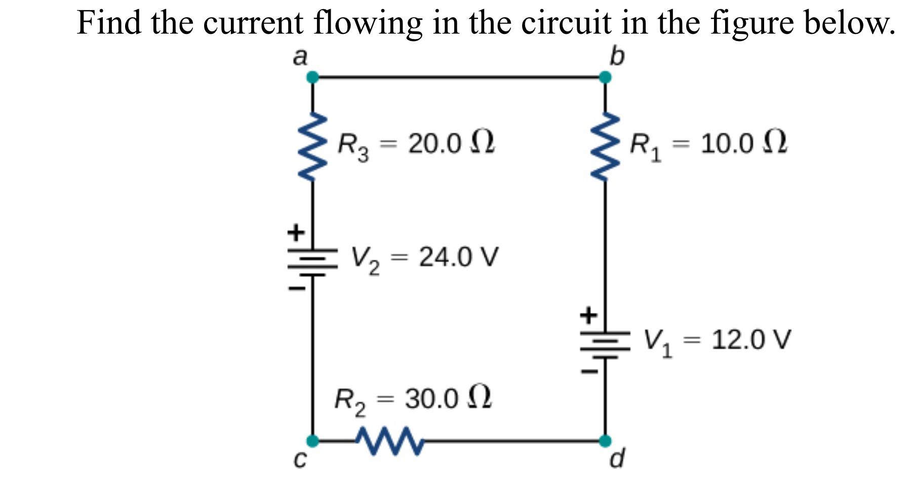 Solved Find the current flowing in the circuit in the figure | Chegg.com