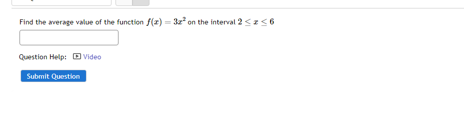 Solved Find the average value of the function f(x)=3x2 ﻿on | Chegg.com