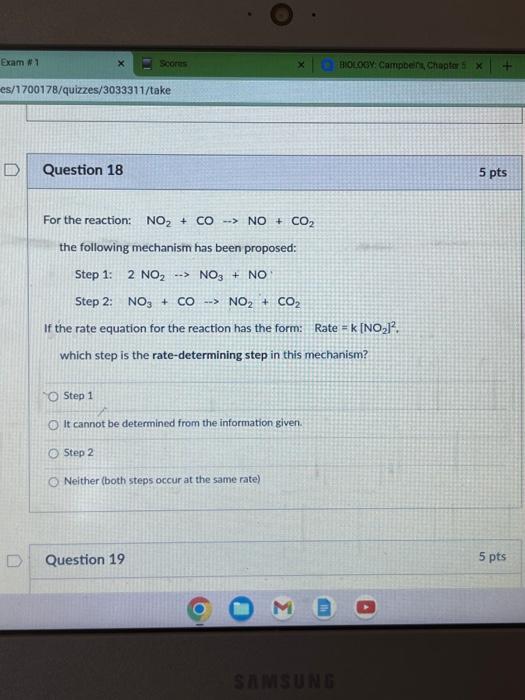 Solved For the reaction: NO2+CO→NO+CO2 the following | Chegg.com