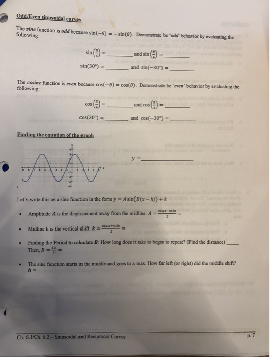 Solved Odd/Even sinusoidal curves The sine function is odd | Chegg.com