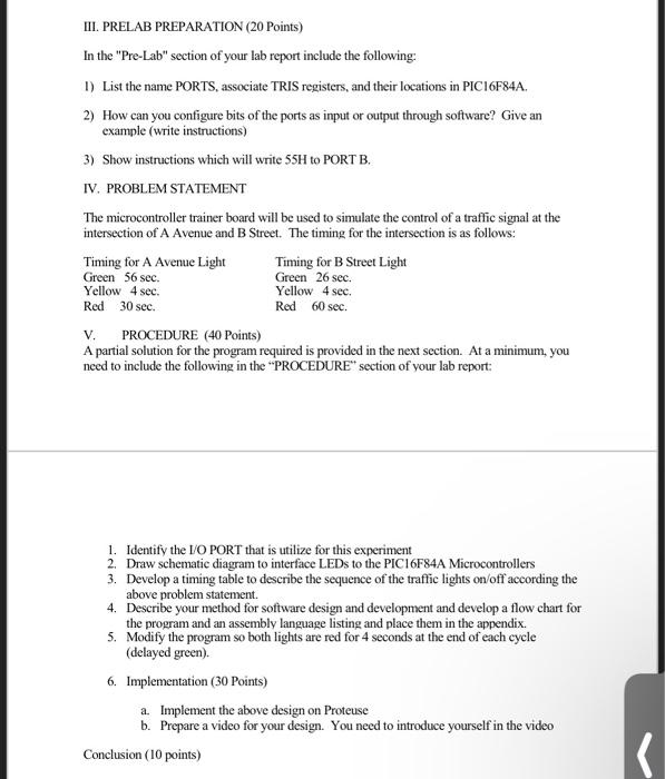Solved III. PRELAB PREPARATION (20 Points) In the "Pre-Lab" | Chegg.com