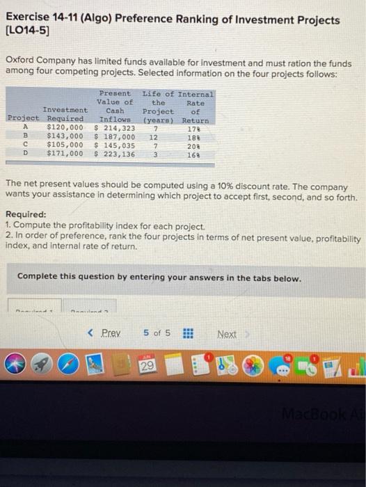 Solved Exercise 14-11 (Algo) Preference Ranking of | Chegg.com